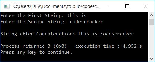 C++ Program to Concatenate Two Strings
